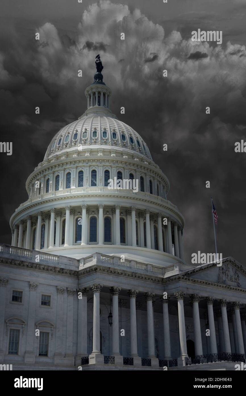 The Capitol building in Washington DC with dark storm clouds Stock ...
