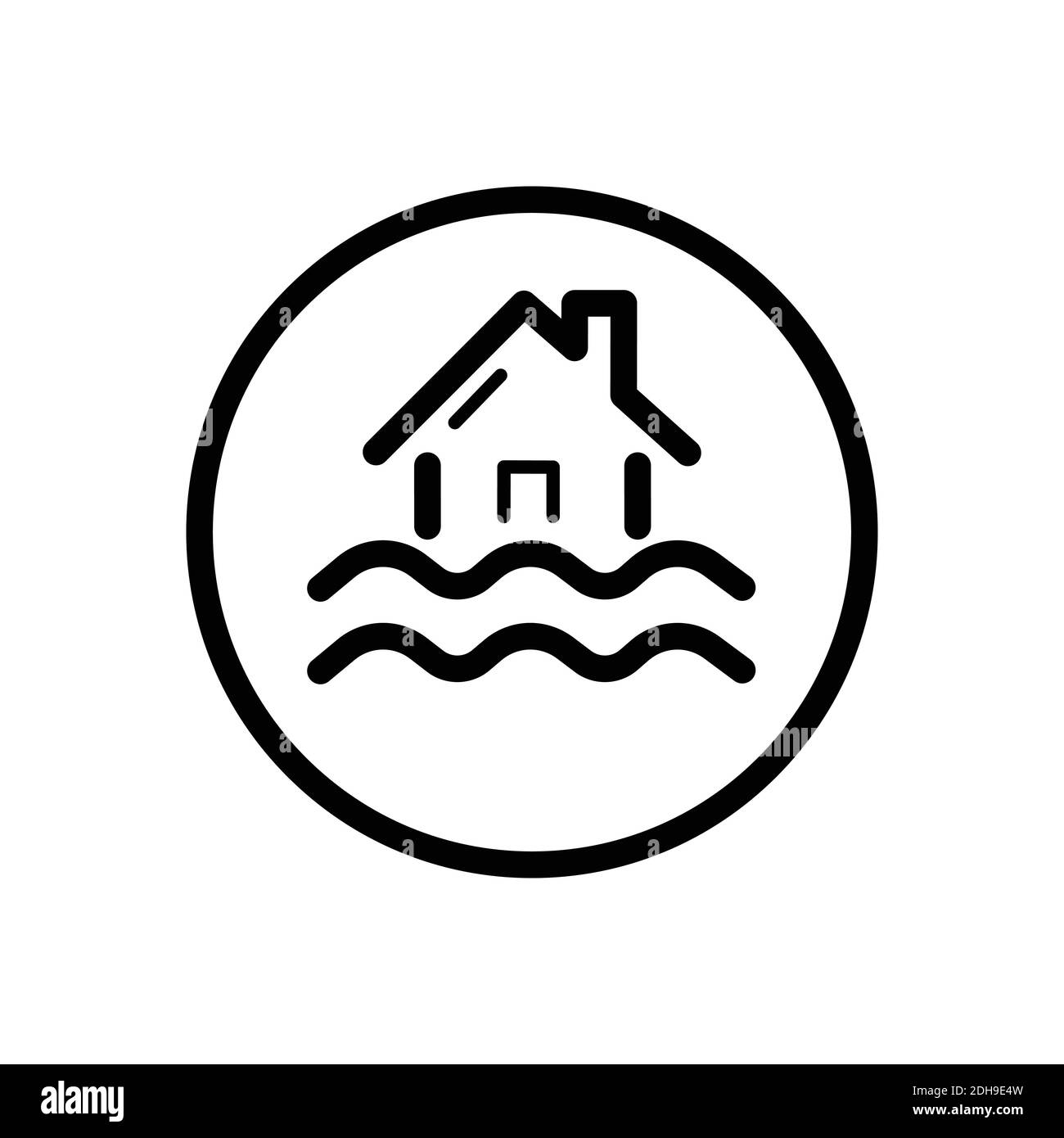 Flood. Outline icon in a circle. Isolated weather vector illustration ...