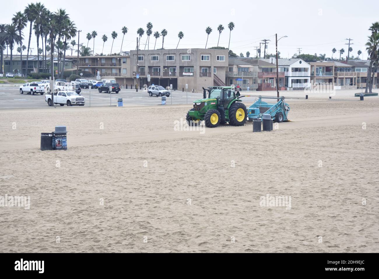 Seal Beach, CA. U.S.A. 10/19/2020. John Deere 6175R tractor towing ...