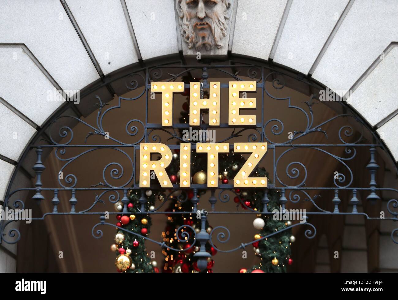 Sign for The Ritz in London before a visit by the Prince of Wales in ...