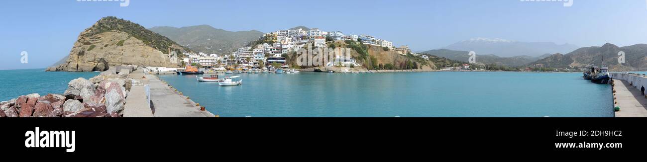 Panorama of Agia Galini in Crete Stock Photo - Alamy