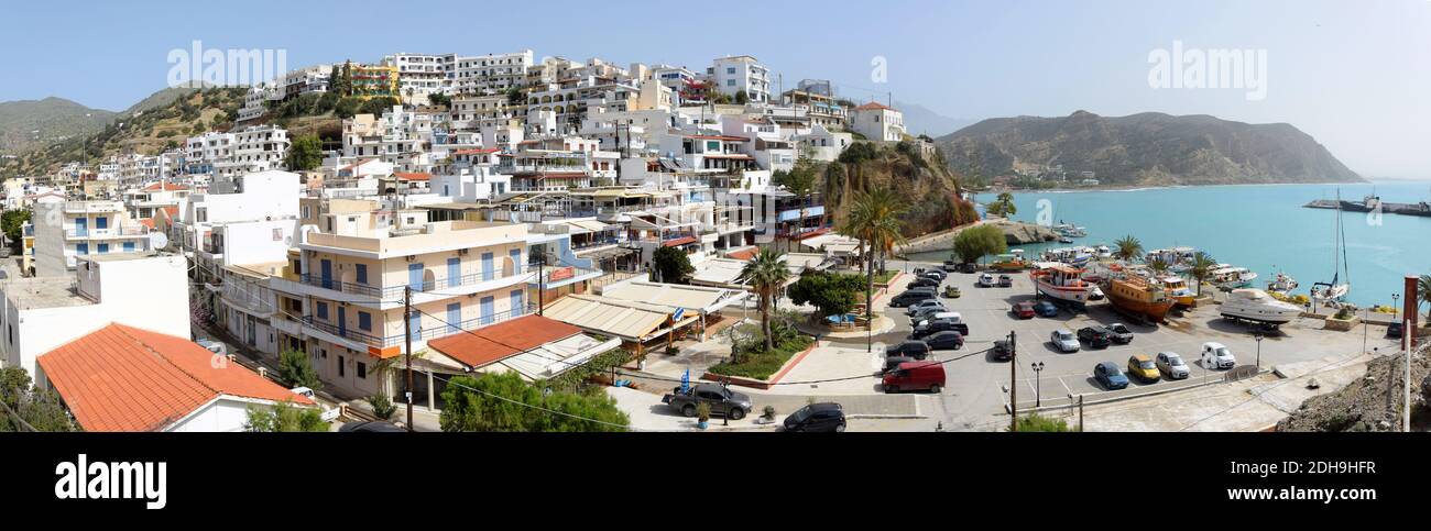 Panorama of Agia Galini in Crete Stock Photo - Alamy