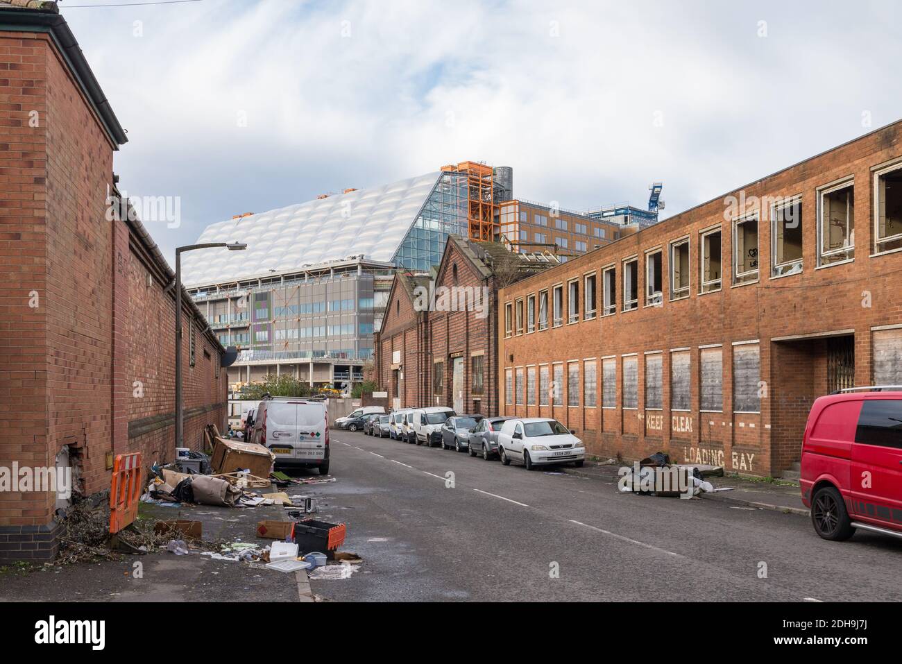 Derelict factories and fly tipped rubbish line Abberley Street in Cape ...