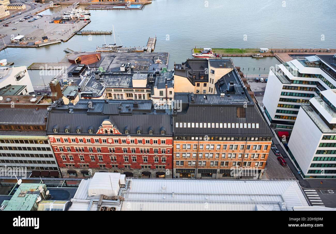 Aerial view of the historical buildings in Central Helsinki ...