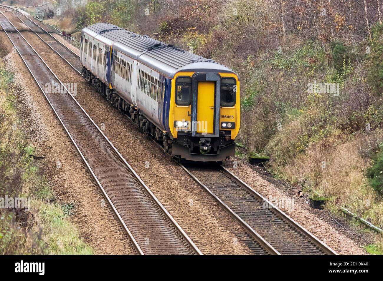 A British Rail Class 156 Super Sprinter diesel multiple unit train ...