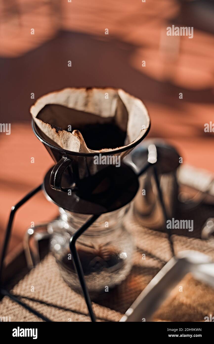 Dripper and drip server are the equipment of dripping coffee Stock ...
