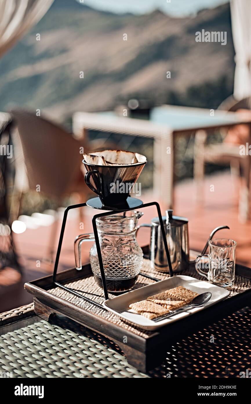 Dripper and drip server are the equipment of dripping coffee Stock ...