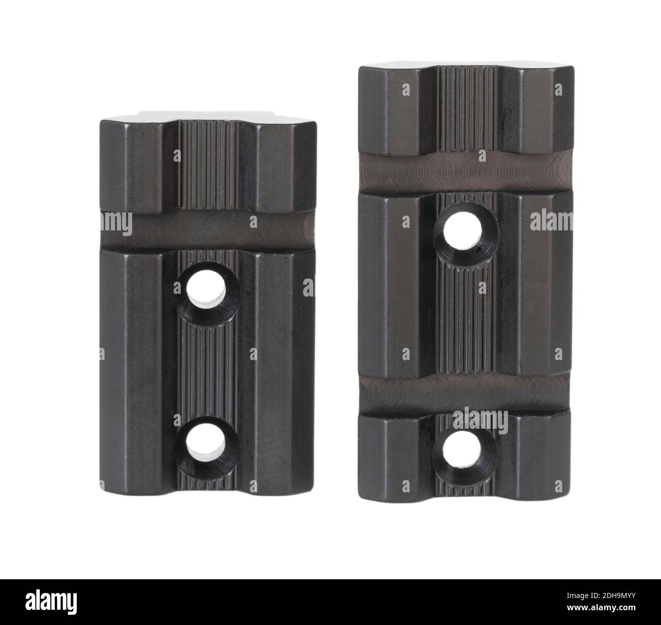 Pair of scope bases for a rifle side by side isolated on white Stock ...