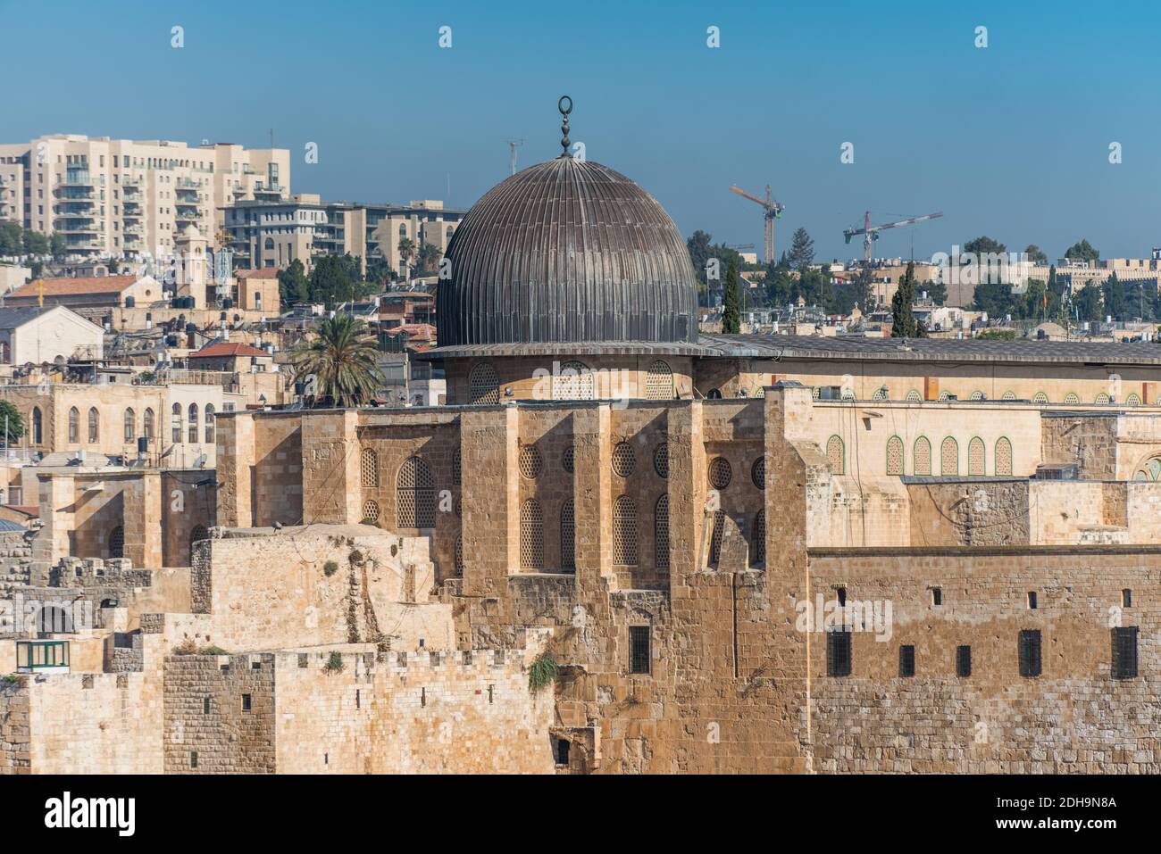 Al aqsa mosque minaret on the temple mount in the old hi-res stock ...