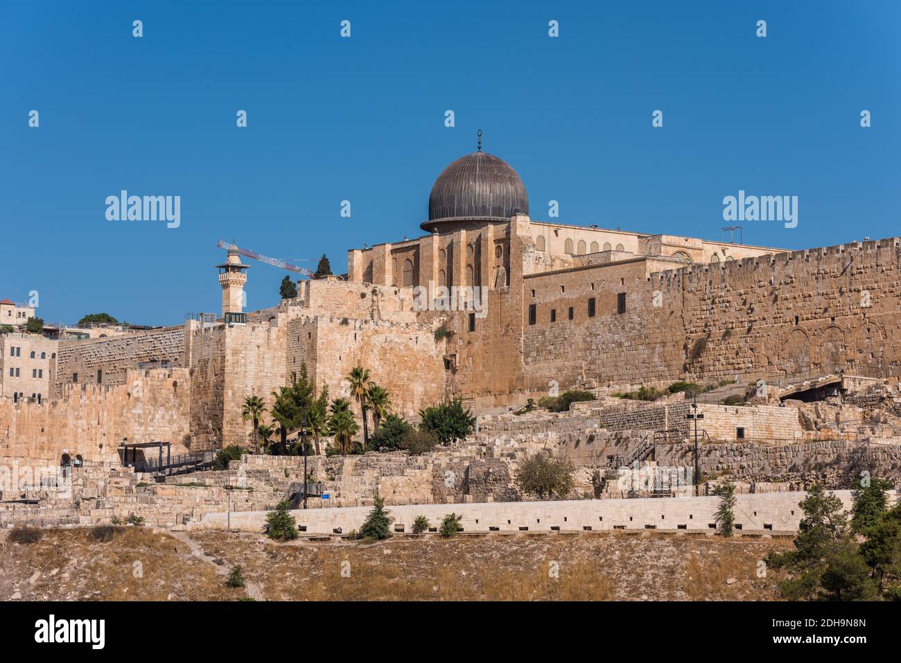 Siliver dome of Al-Aqsa Mosque, built on top of the Temple Mount, known ...