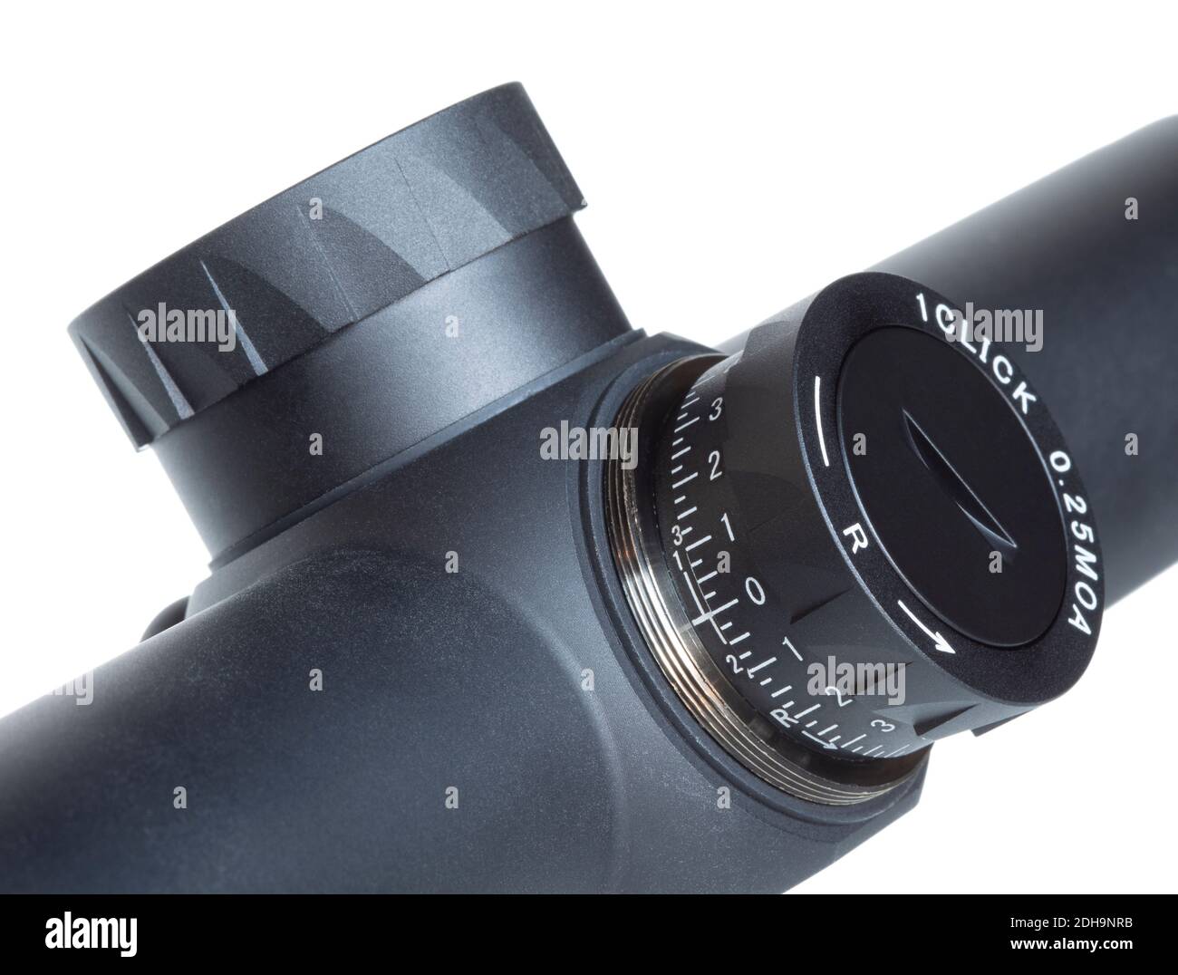 Windage adjustment dial on a riflescope isolated on white Stock Photo ...
