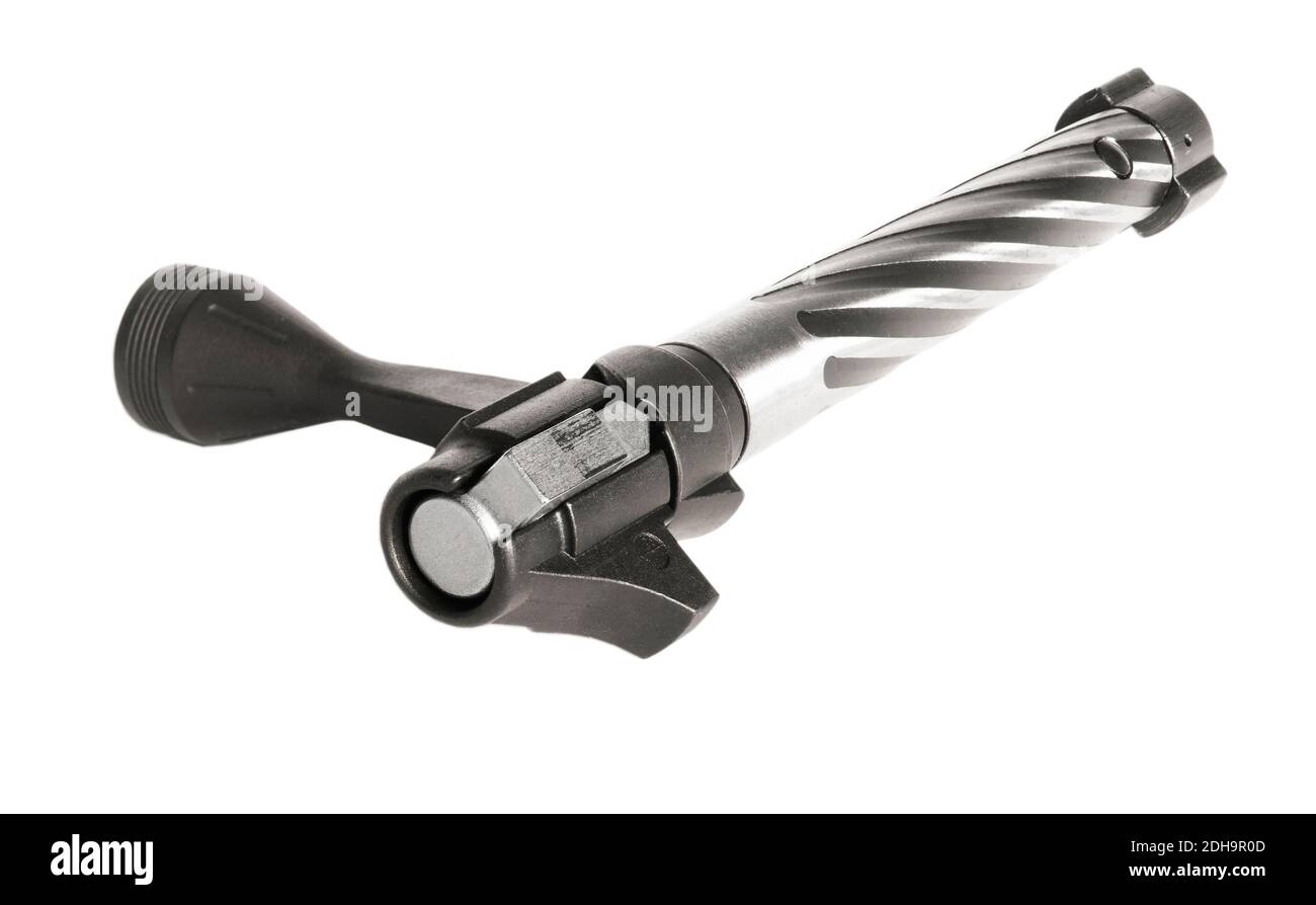 Bolt for a bolt action rifle that is spiral fluted isolated on white ...