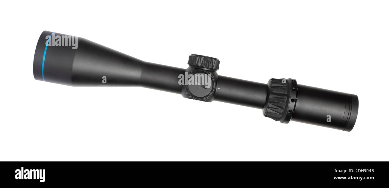 Sniper scope with high magnification isolated on a white background ...