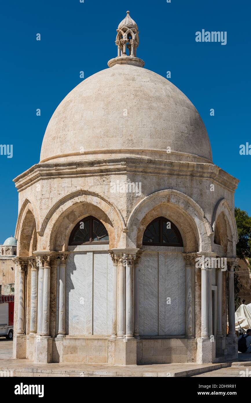 The Dome of the Ascension at the square of the Golden Dome of the Rock ...