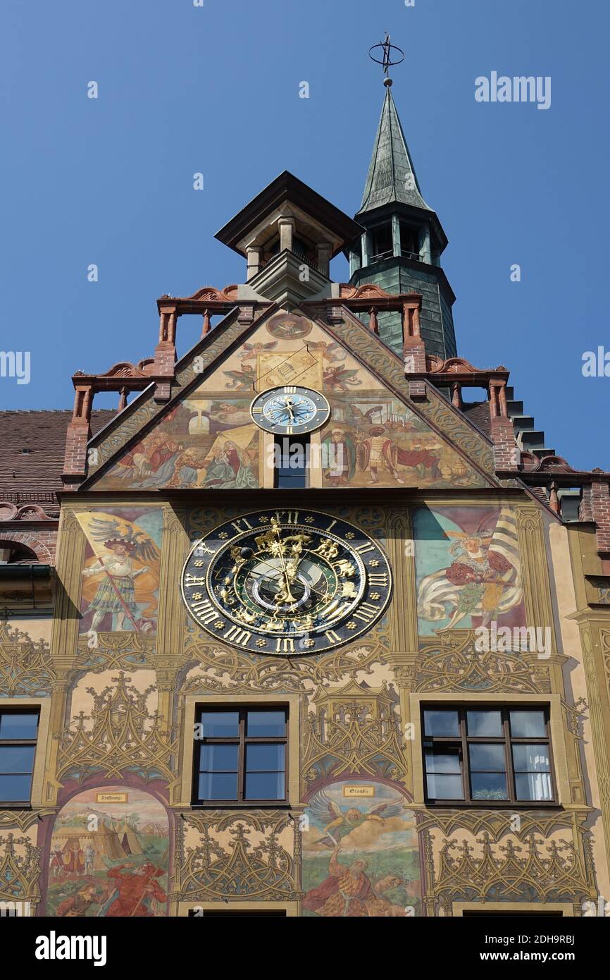 City hall in Ulm with astronomical clock Stock Photo - Alamy
