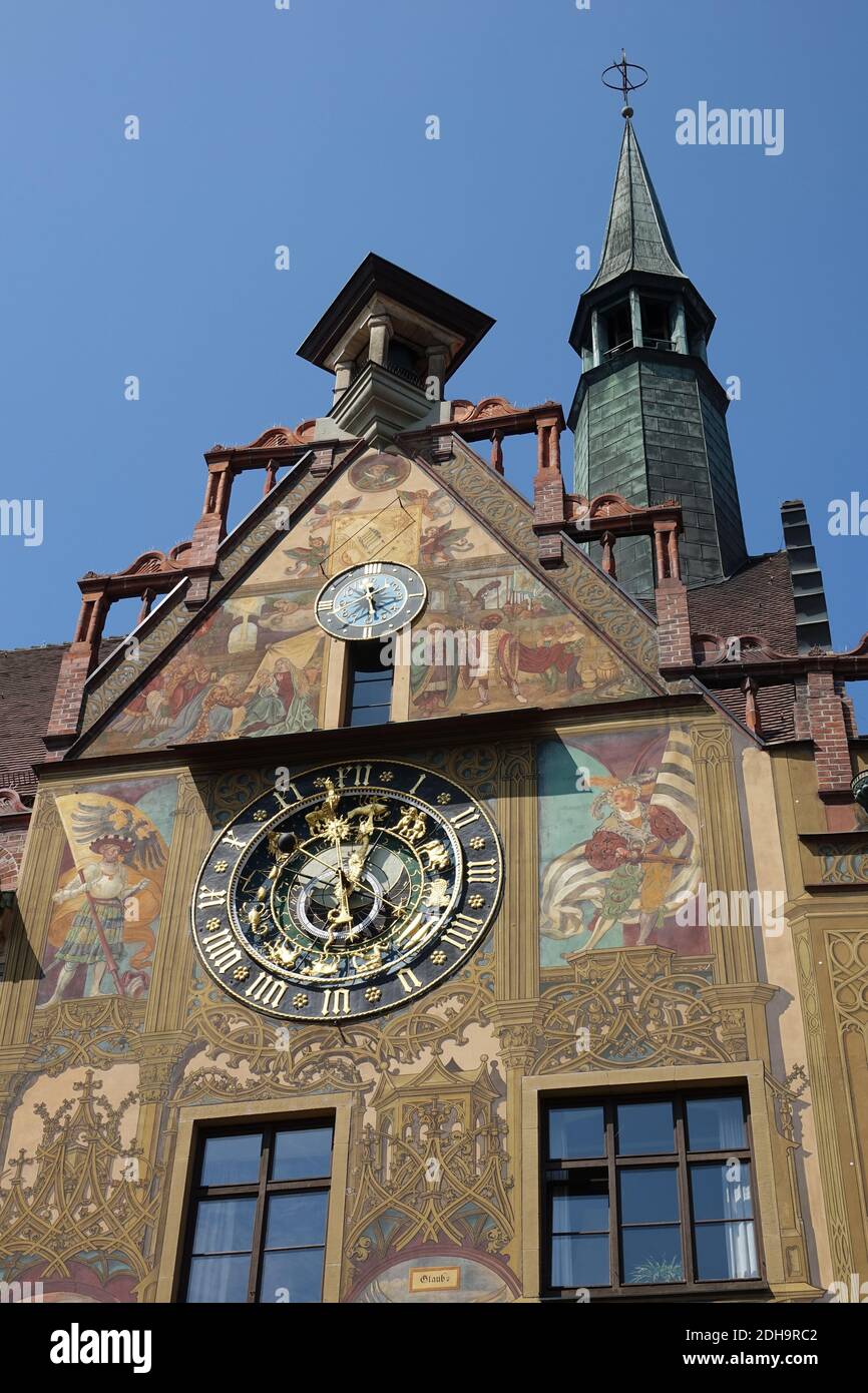 City hall in Ulm with astronomical clock Stock Photo - Alamy