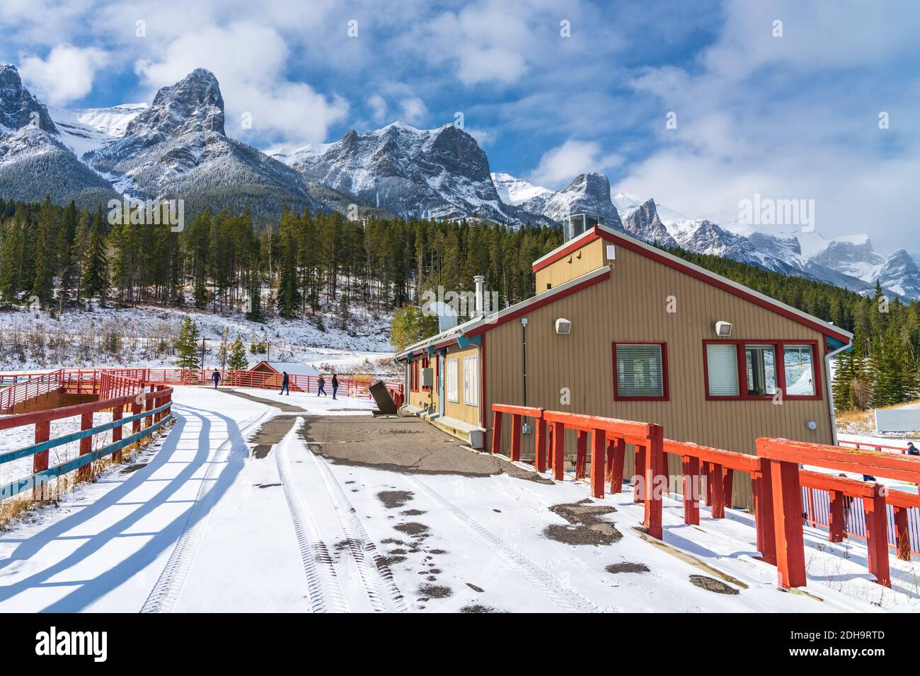 Canmore Nordic Centre Provincial Park in winter sunny day morning. The ...