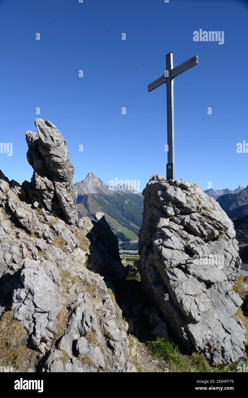 Cross at Hochtannberg Pass Stock Photo - Alamy