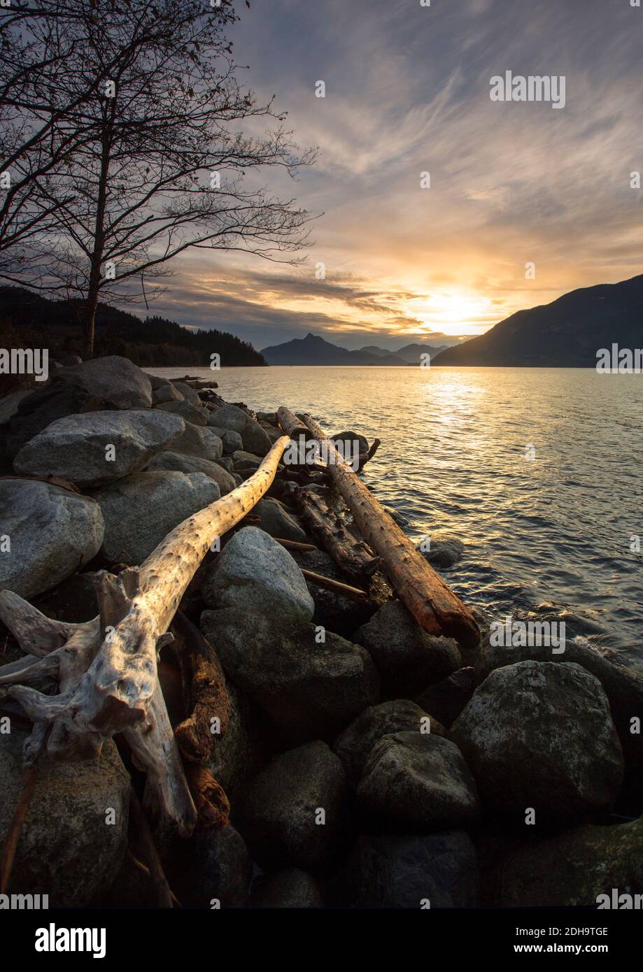 Sunset over Howe Sound Stock Photo - Alamy