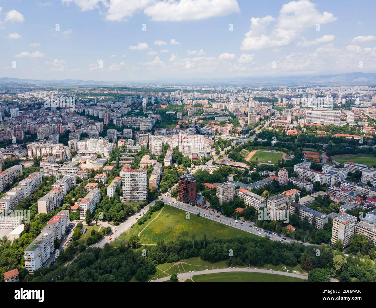 Amazing Aerial view of South Park in city of Sofia, Bulgaria Stock ...