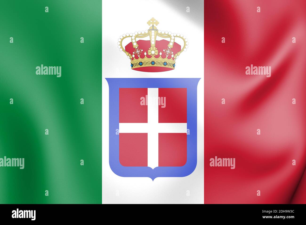 3D Flag of Kingdom of Italy (1861-1946). 3D Illustration Stock Photo ...