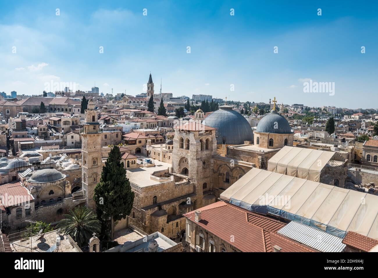 Aerial view of the church of the holy sepulcher hi-res stock ...