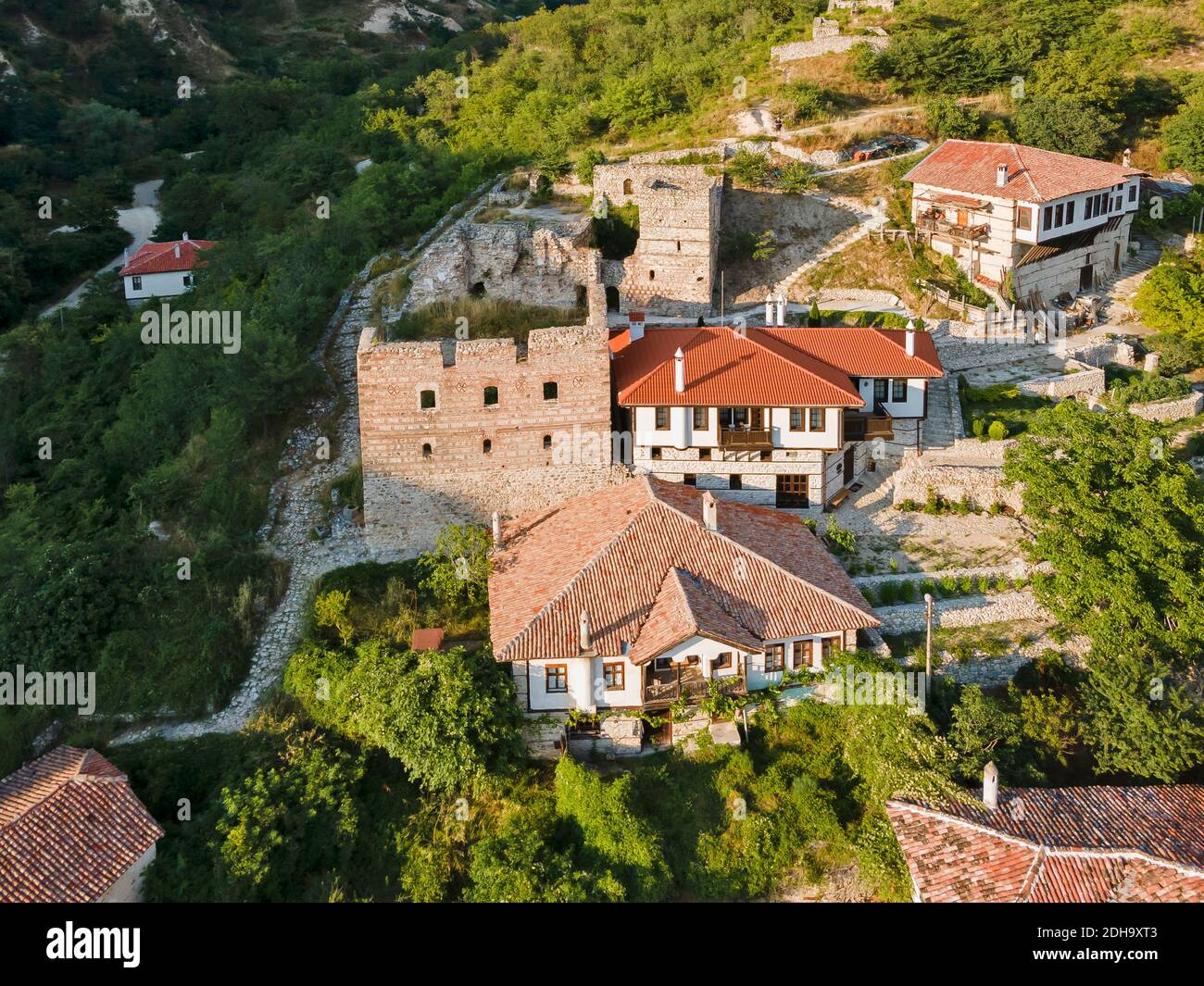 Aerial view of historical town of Melnik, Blagoevgrad region, Bulgaria ...