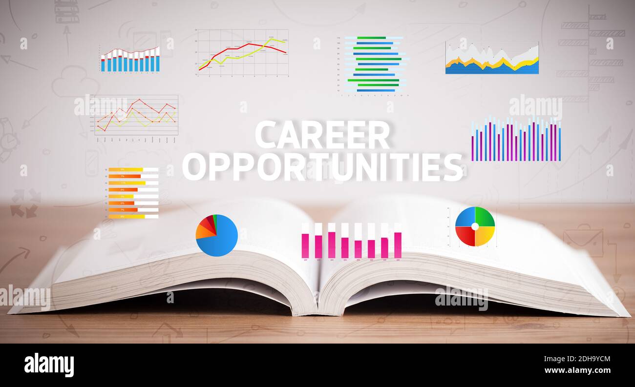Open book with CAREER OPPORTUNITIES inscription, new business concept ...