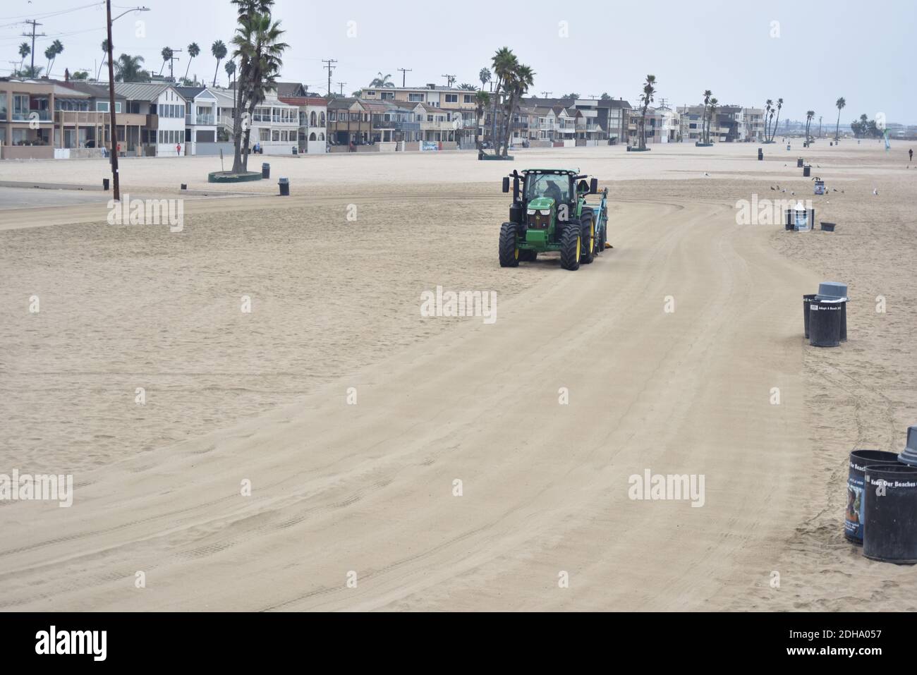 Seal Beach, CA. U.S.A. 10/19/2020. John Deere 6175R tractor towing ...