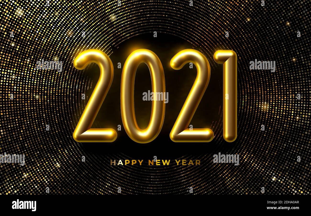 Golden 2021 New Year. Numbers with Golden Glitter on Black Stock Vector ...