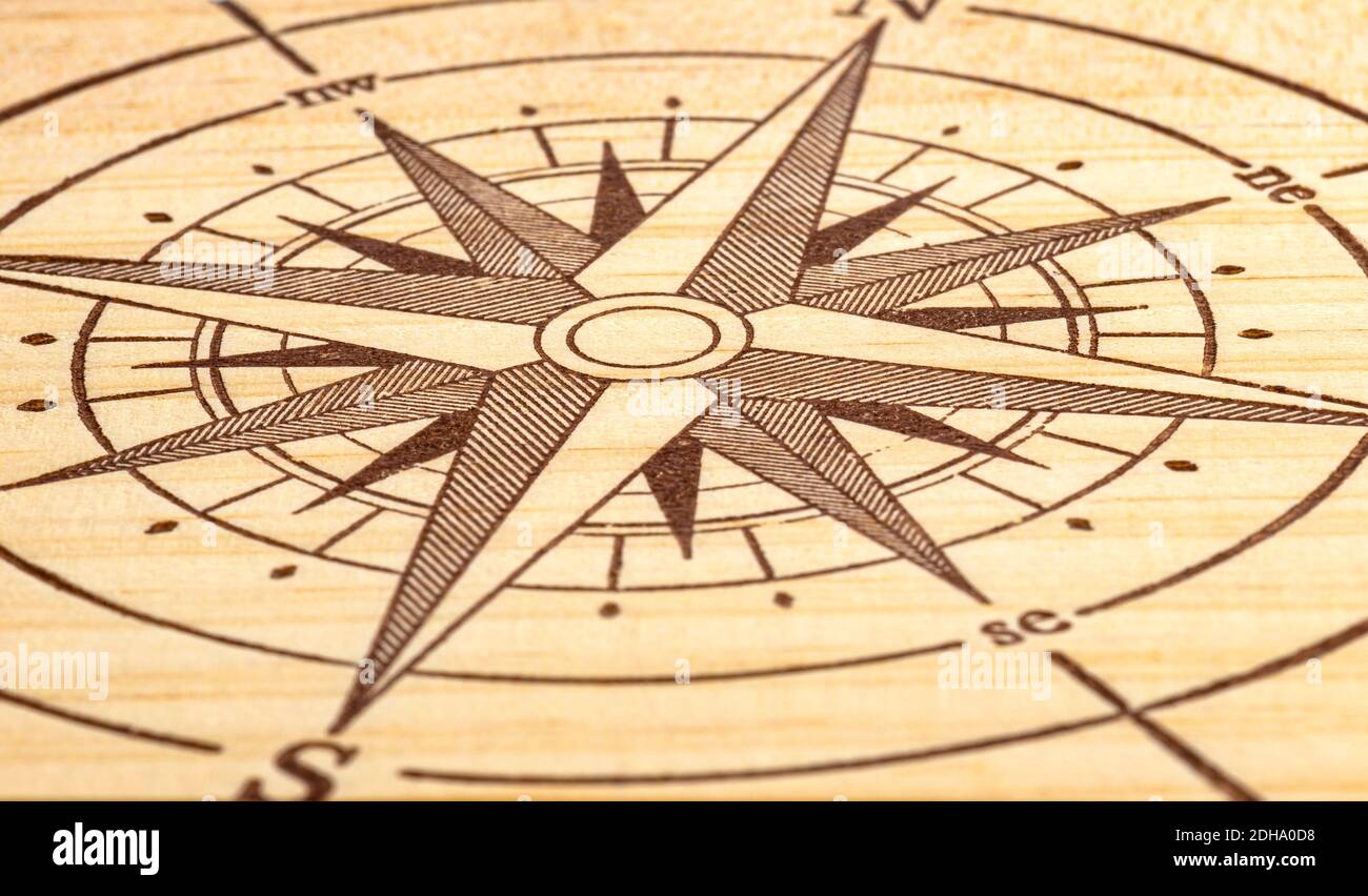 Vintage wooden navigational compass hi-res stock photography and images ...