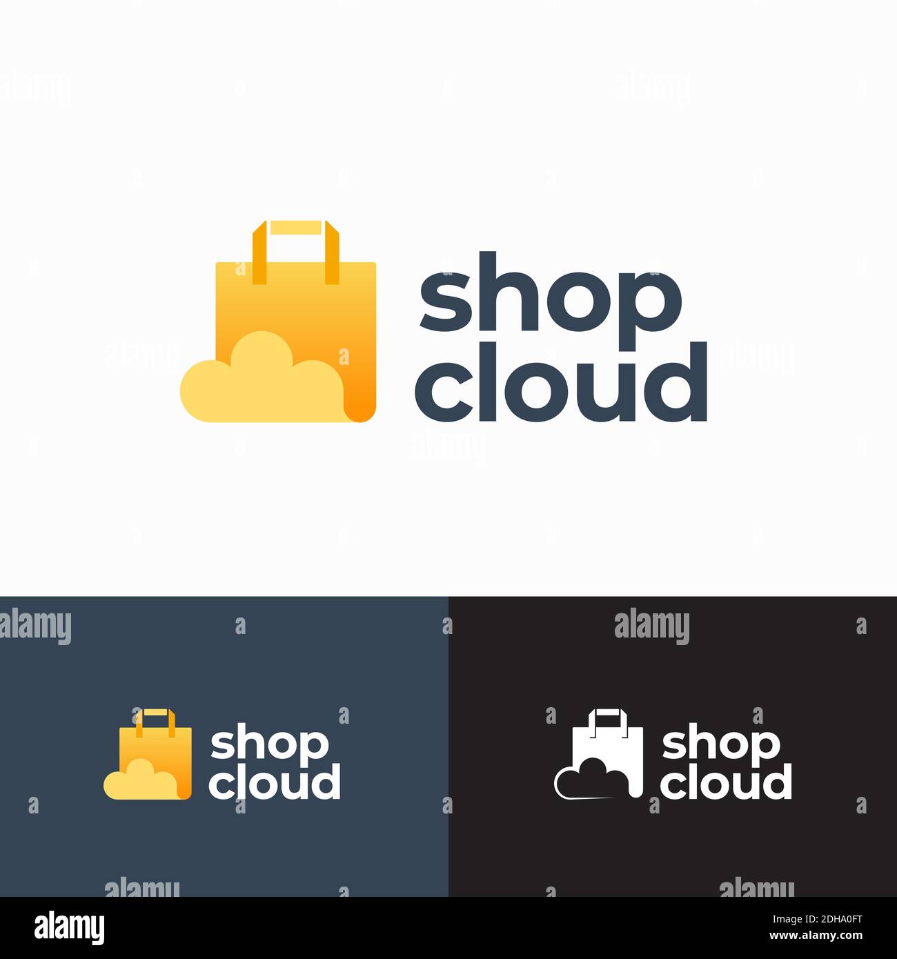 Shop Cloud Abstract Sign, Symbol or Logo Template. Paper Bag with Cloud ...