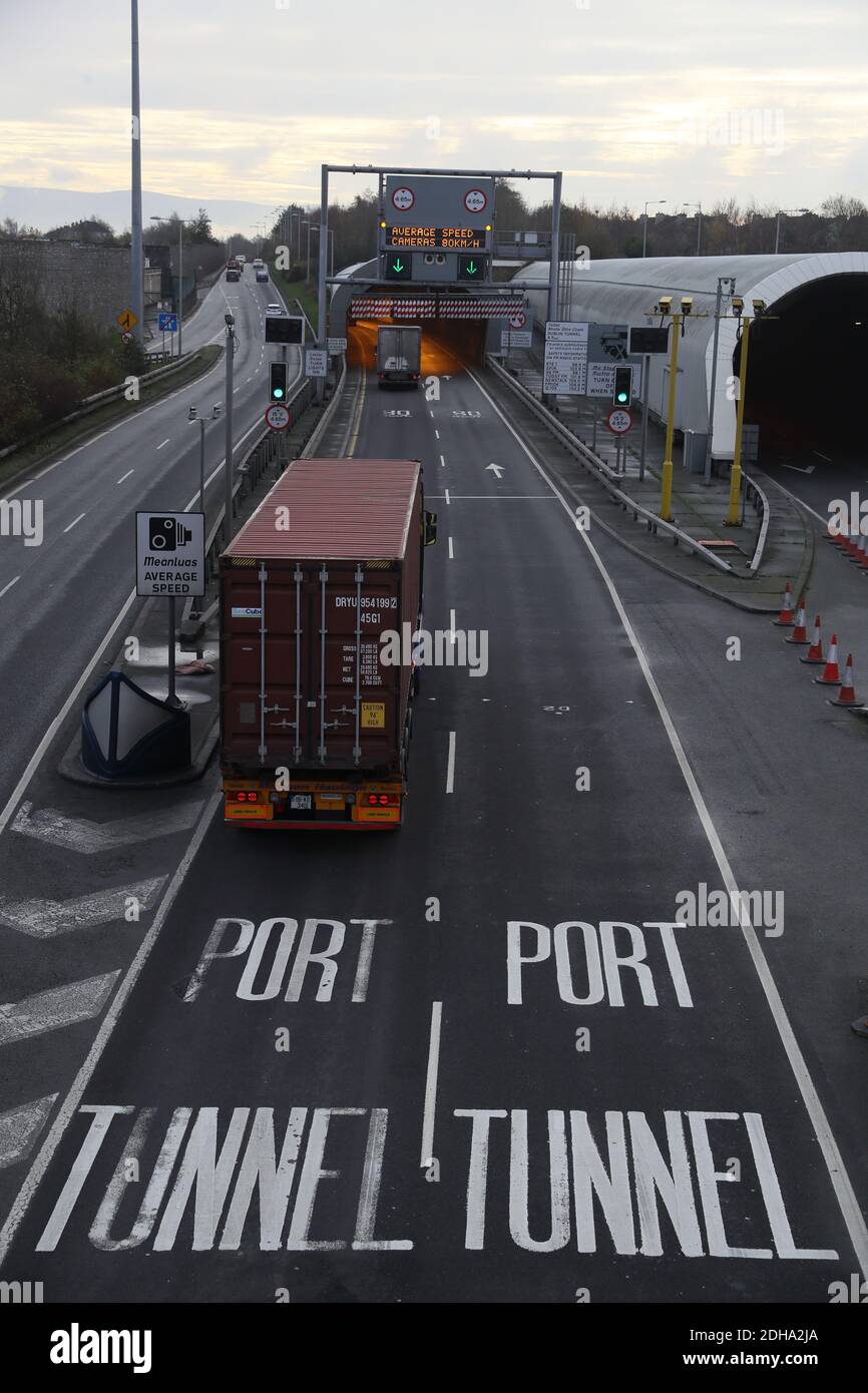 Traffic using the Port Tunnel in Dublin on the M1 motorway which ...
