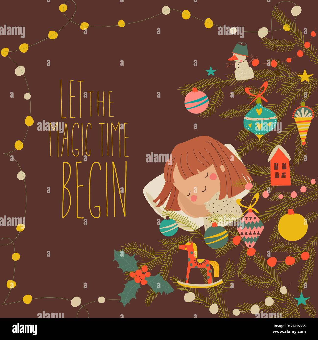 Girl sleeping christmas Stock Vector Images - Alamy