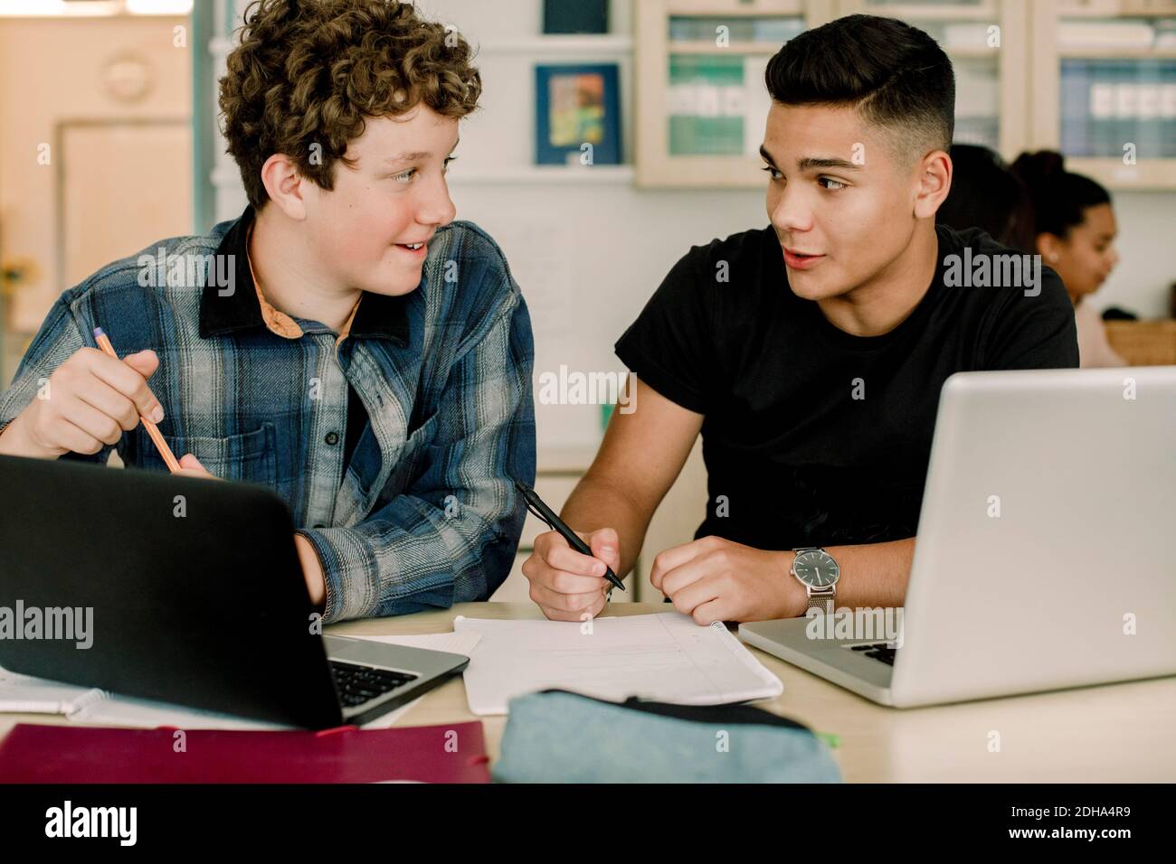 Two Middle School Students Talking