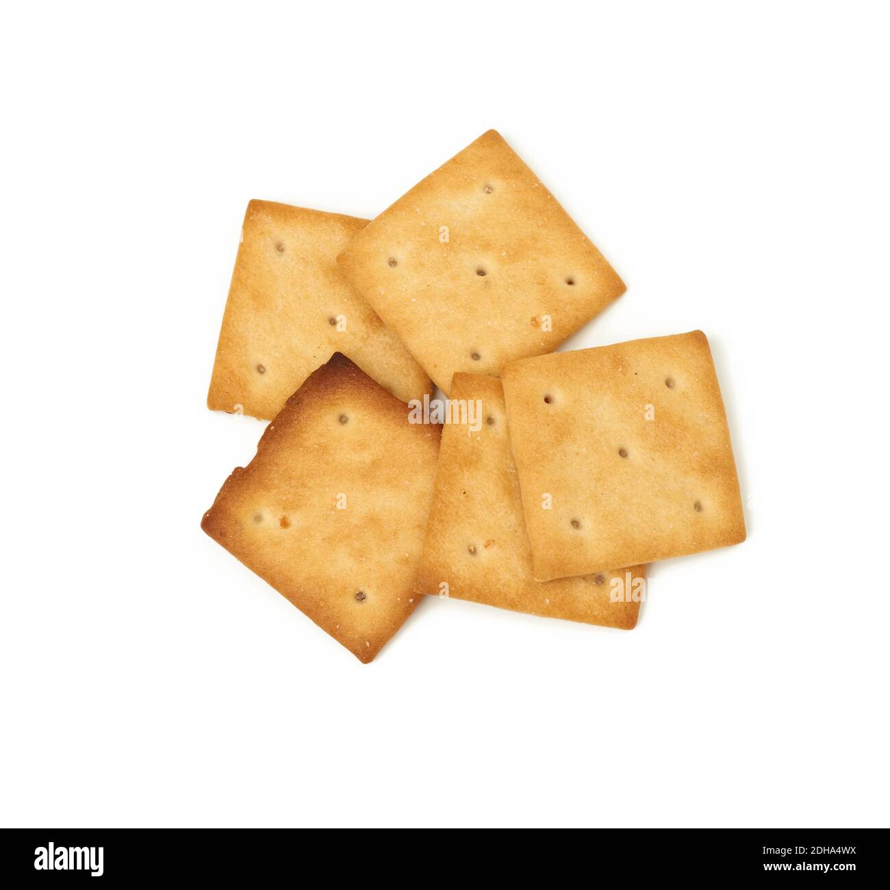 Baked square crispy cracker cookies isolated on white background Stock ...