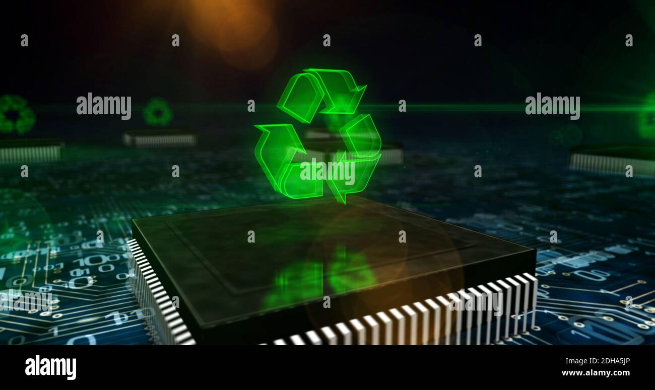 Recycling symbol, e-waste, ecology, recyclable technology, green ...