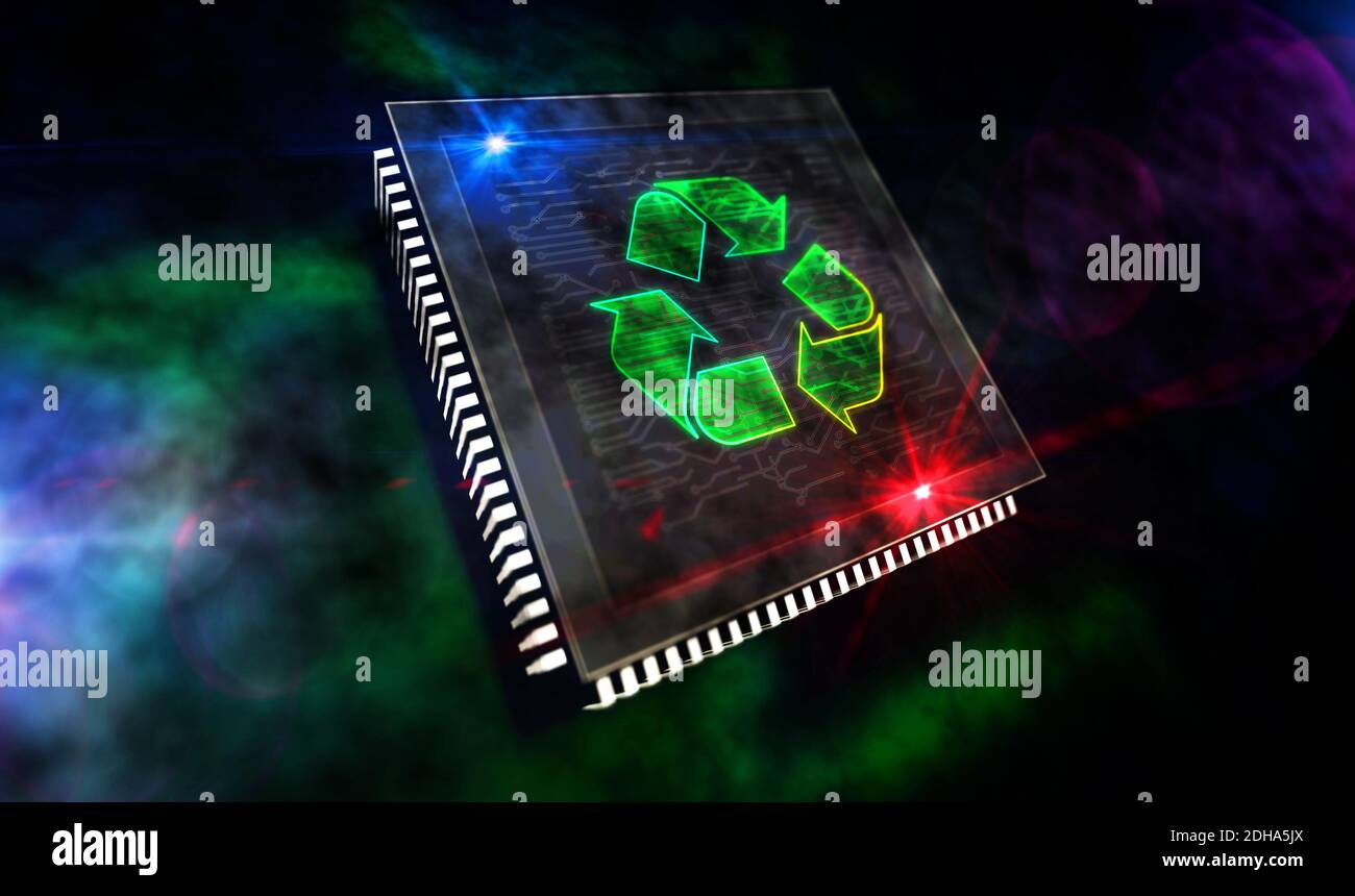 Recycling symbol, e-waste, ecology, recyclable technology, reuse ...