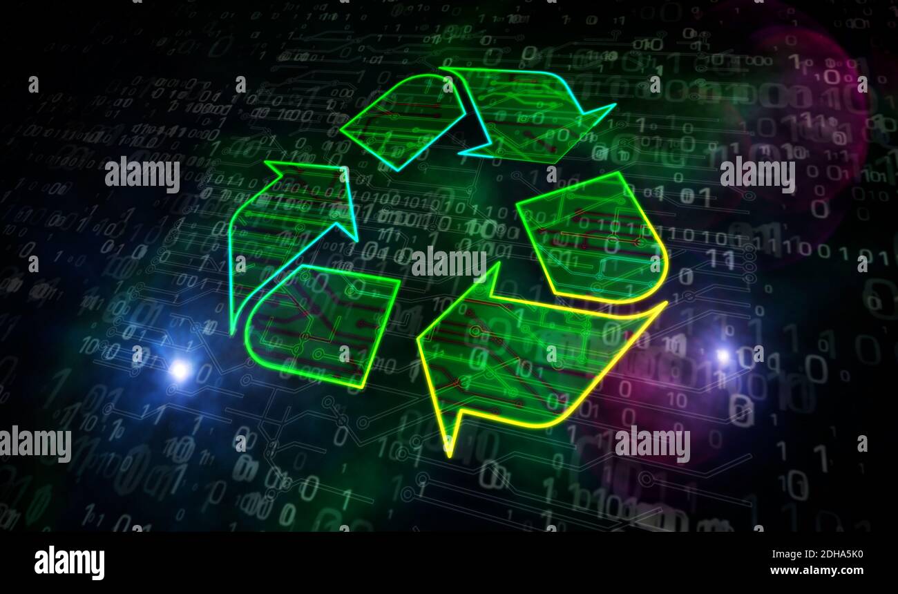Recycling symbol, e-waste, ecology, recyclable technology, green ...