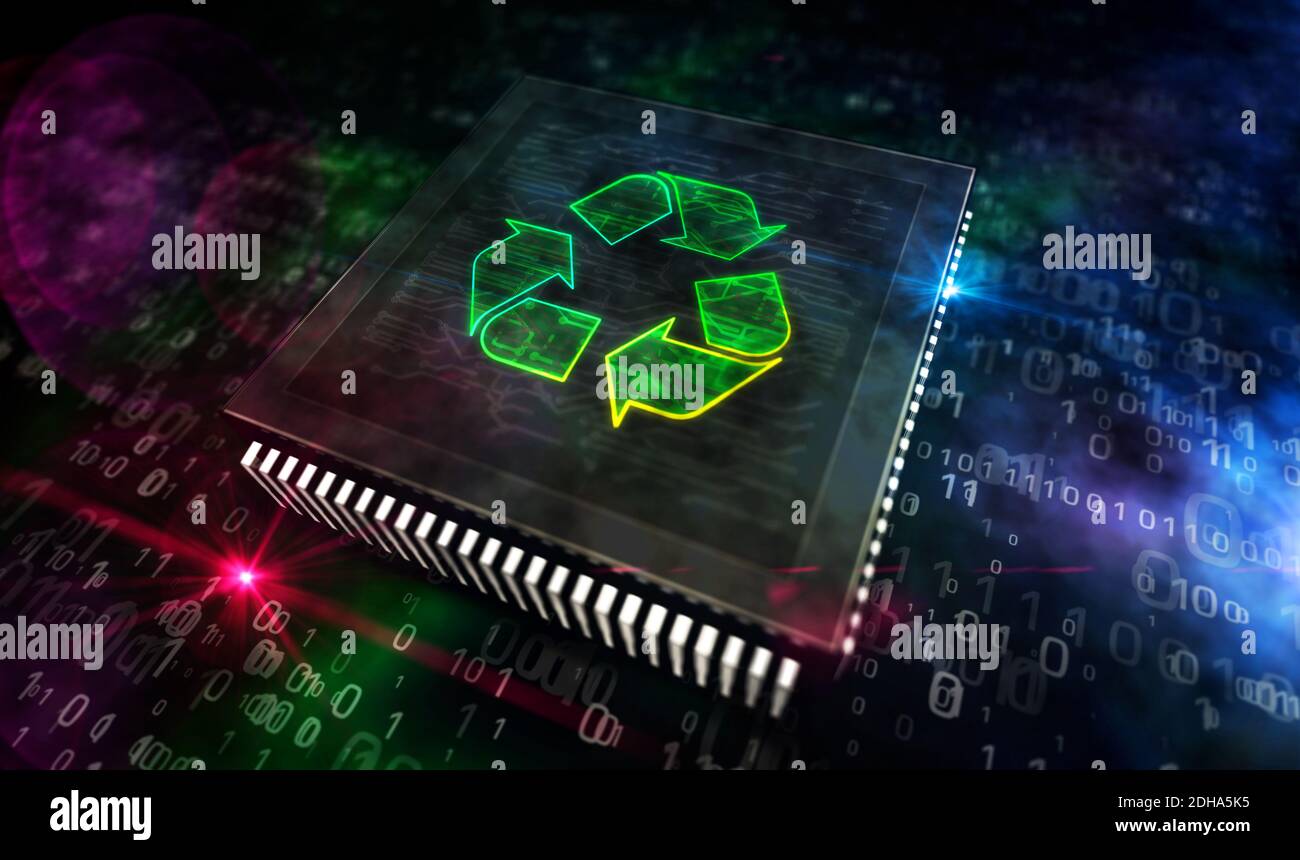 Recycling symbol, e-waste, ecology, recyclable technology, green ...