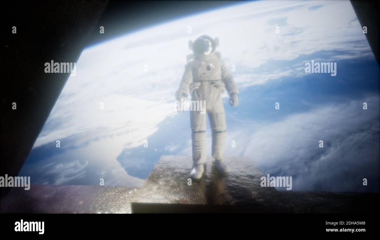 Astronaut on the space observatory station near Earth Stock Photo - Alamy