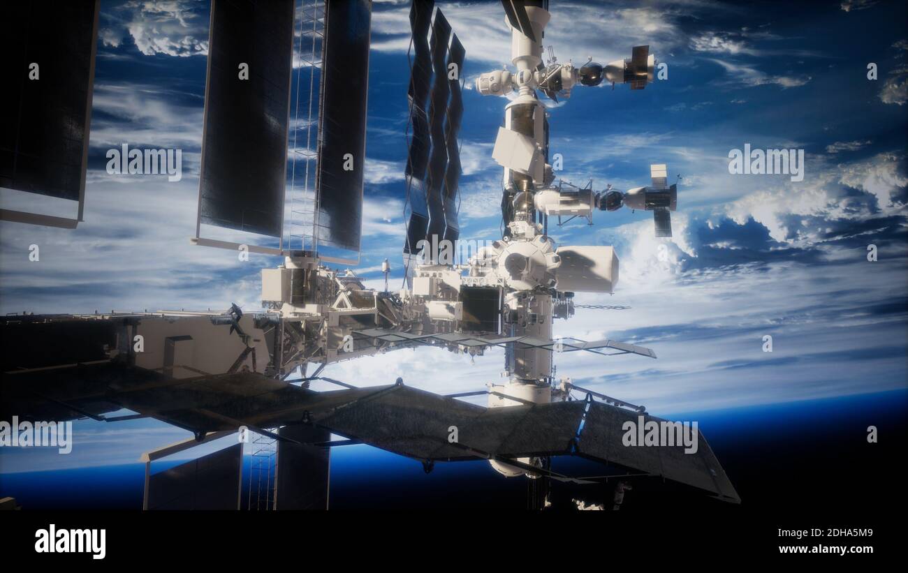 Earth and outer space station iss Stock Photo - Alamy