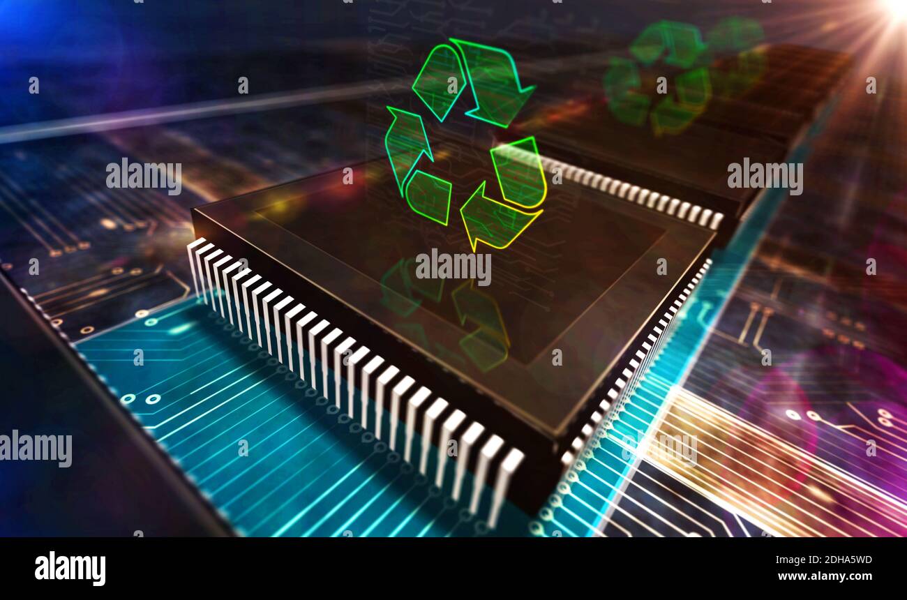 Recycling symbol, e-waste, ecology, recyclable technology, reuse ...