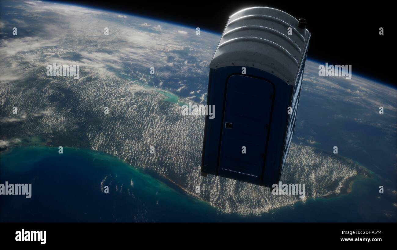 Portable street WC toilet cabin on Earth orbit Stock Photo - Alamy