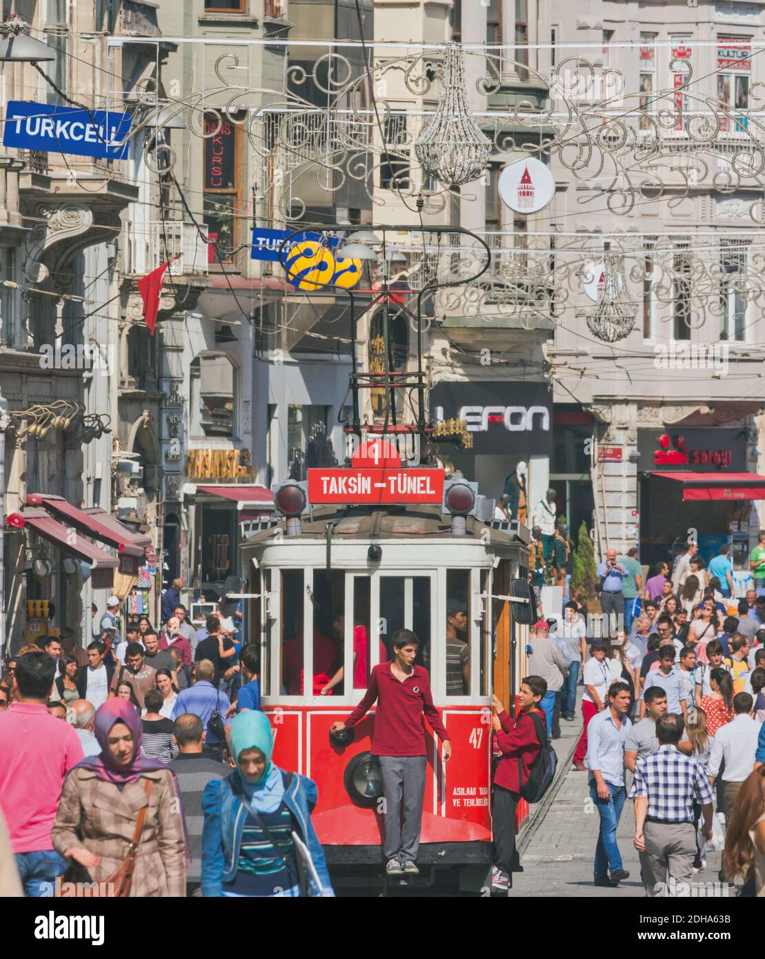 Istanbul, Turkey. The Tünel to Taksim Square Nostalgic Tram in Istiklal ...