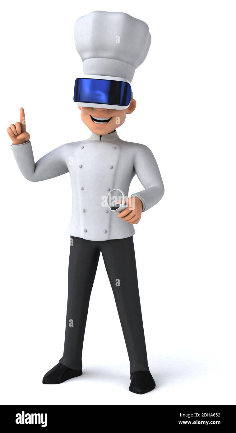 Fun 3D Illustration of a chef with a VR Helmet Stock Photo - Alamy