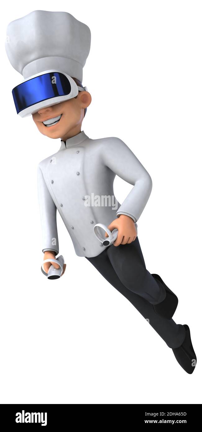Fun 3D Illustration of a chef with a VR Helmet Stock Photo - Alamy