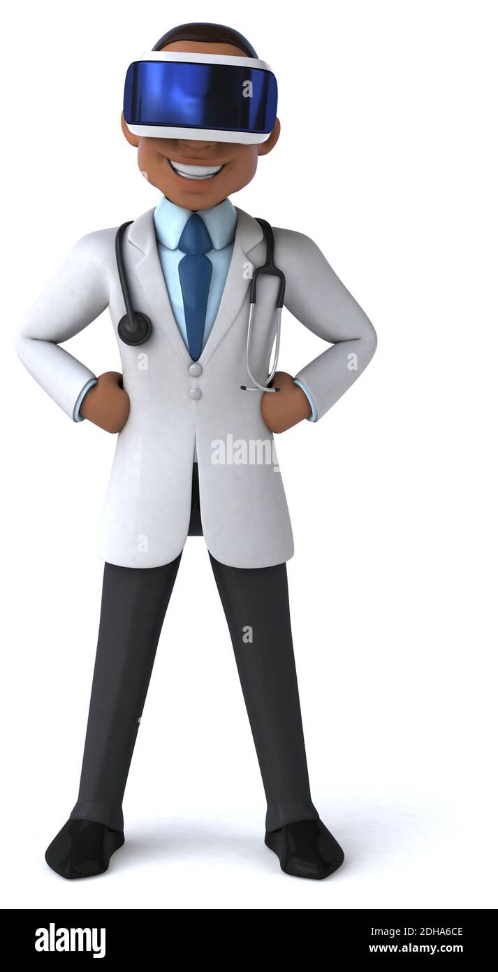 Fun 3D Illustration of a doctor with a VR Helmet Stock Photo - Alamy