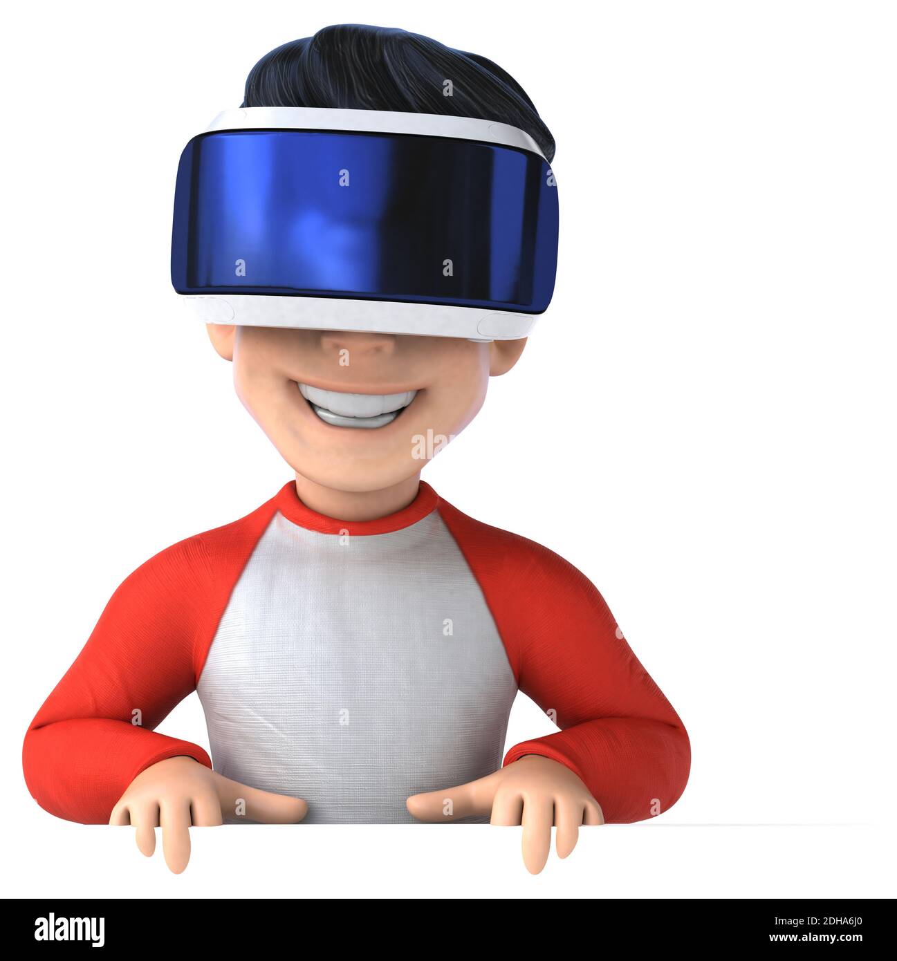 Fun 3D illustration of a cartoon kid with a VR helmet Stock Photo - Alamy