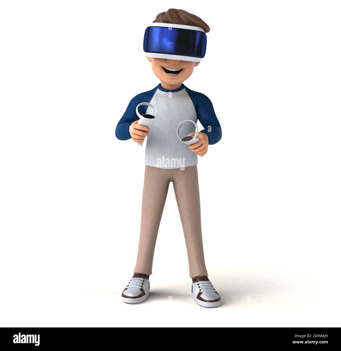 Fun 3D illustration of a cartoon kid with a VR helmet Stock Photo - Alamy